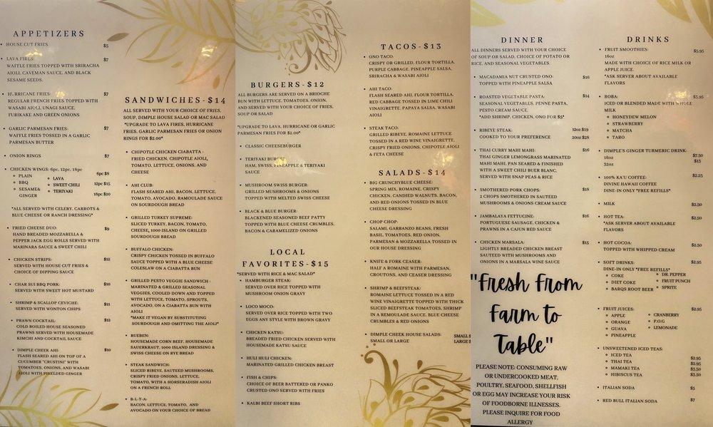 Menu at Dimple Cheek Cafe & Local Market, Mountain View