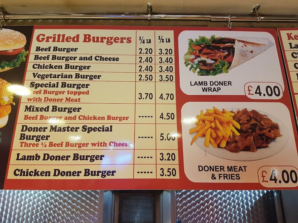 Menu at Doner Master pizzeria, Mountsorrel, 4 King St