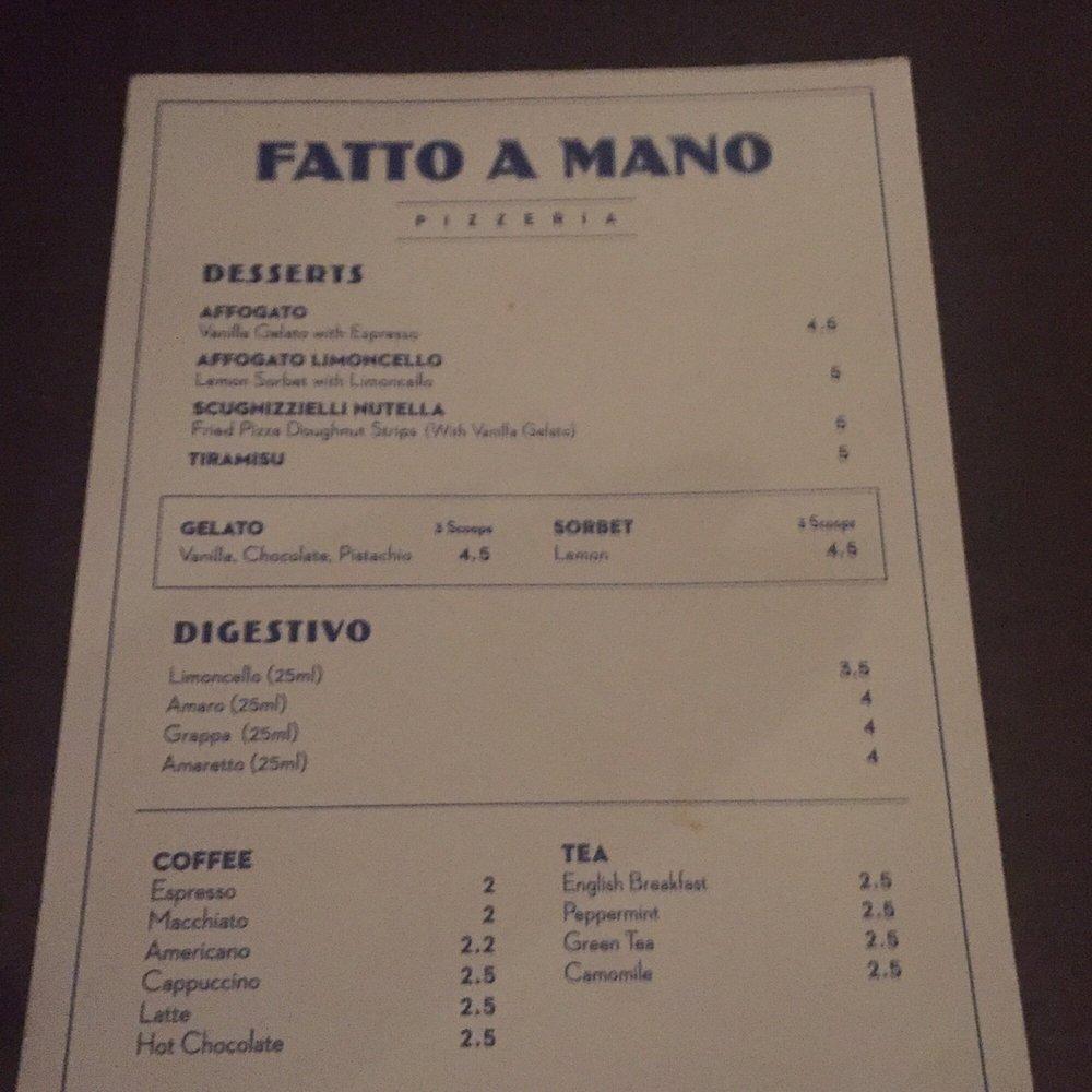 Menu at Fatto a Mano Hove pizzeria, Hove