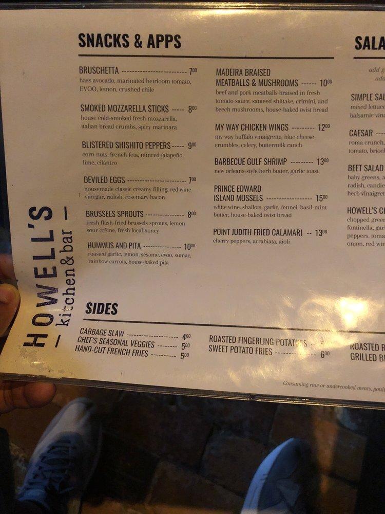 Menu at Howell's Kitchen and Bar, Atlanta
