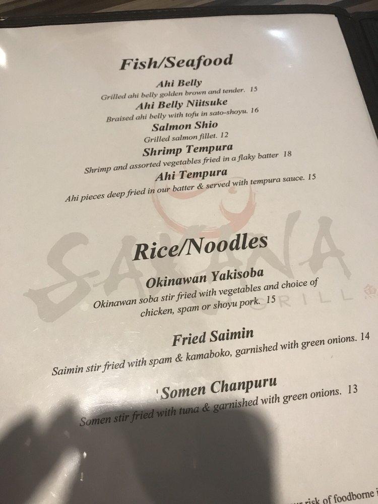 Menu at Sakana Grill pub & bar, Honolulu