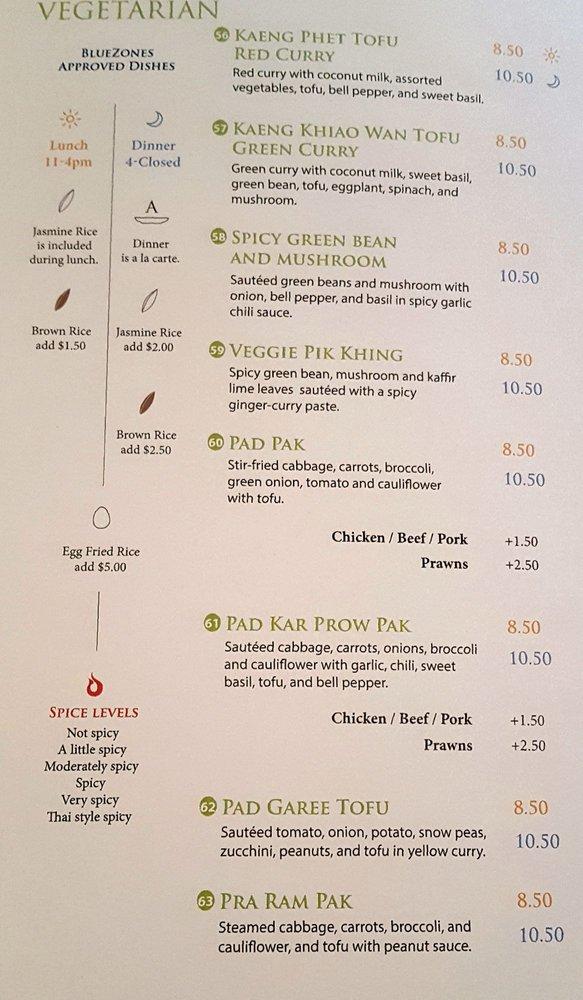 Menu at Thai Orchid Cafe - Main Street, Klamath Falls