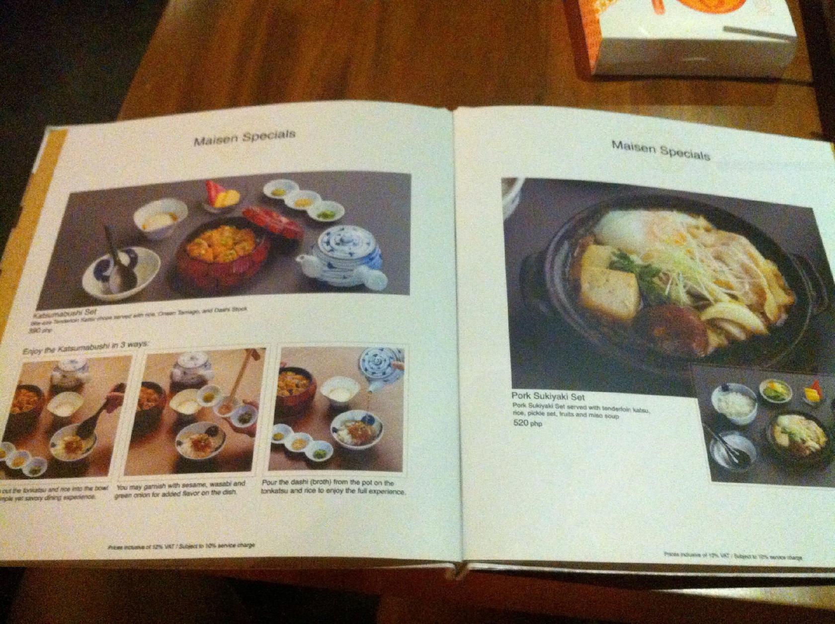 Menu at Tonkatsu Maisen - Greenbelt 5 restaurant, Makati, G/F