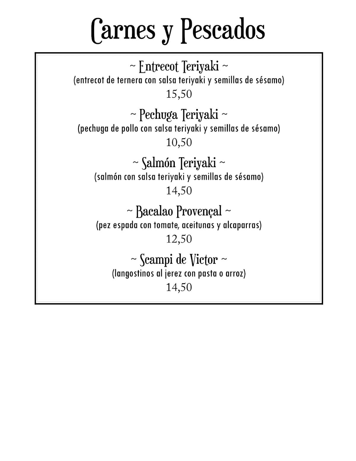 Menu at Isola Bella restaurant, Vigo
