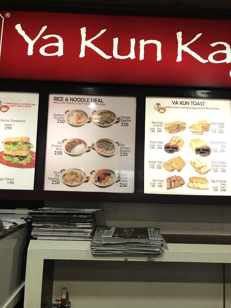 Menu at Ya Kun Kaya Toast cafe, Pasay, NAIA Rd.