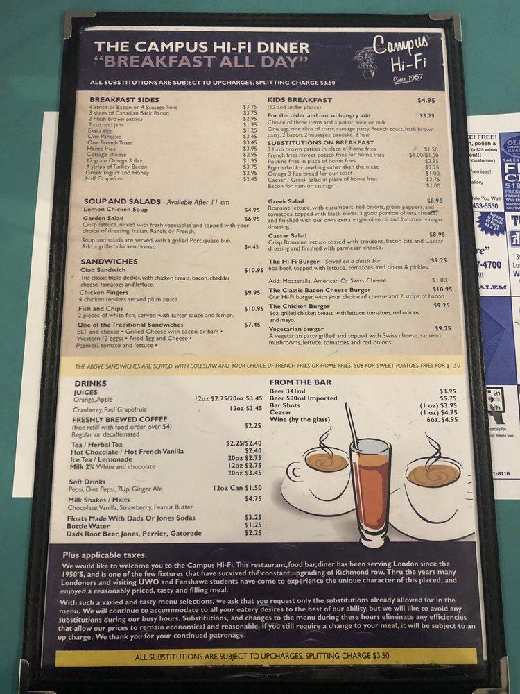 Menu at Campus Hi Fi restaurant, London