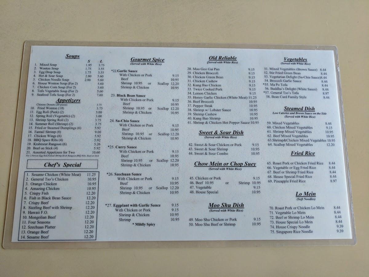 Menu at China Master restaurant, Winter Park