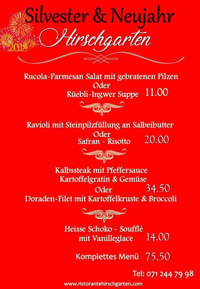 Speisekarte von Hirschgarten, Saint Gallen