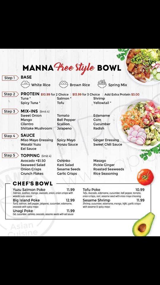 Carta del restaurante Manna Asian Cuisine, Salisbury