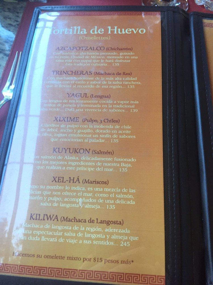 Carta de Marenca Restaurante, Tijuana, P.º de los Héroes 70
