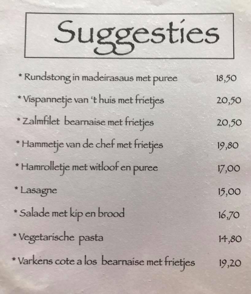 Menu au cappuccino, Nieuport