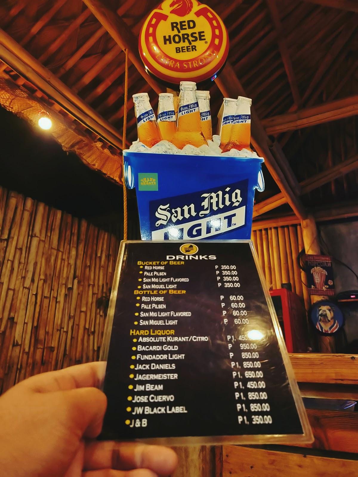 Menu at Banana Backyard pub & bar, Island Garden City of Samal