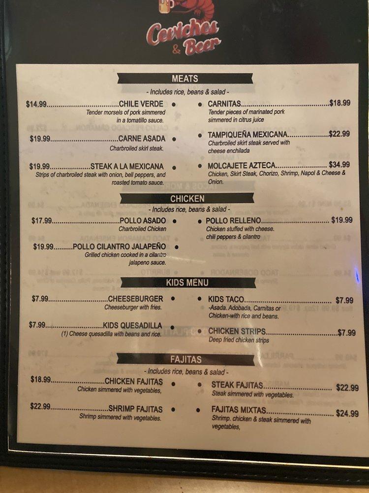 Menu at Ceviches & Beer Kerman, CA. pub & bar, Kerman