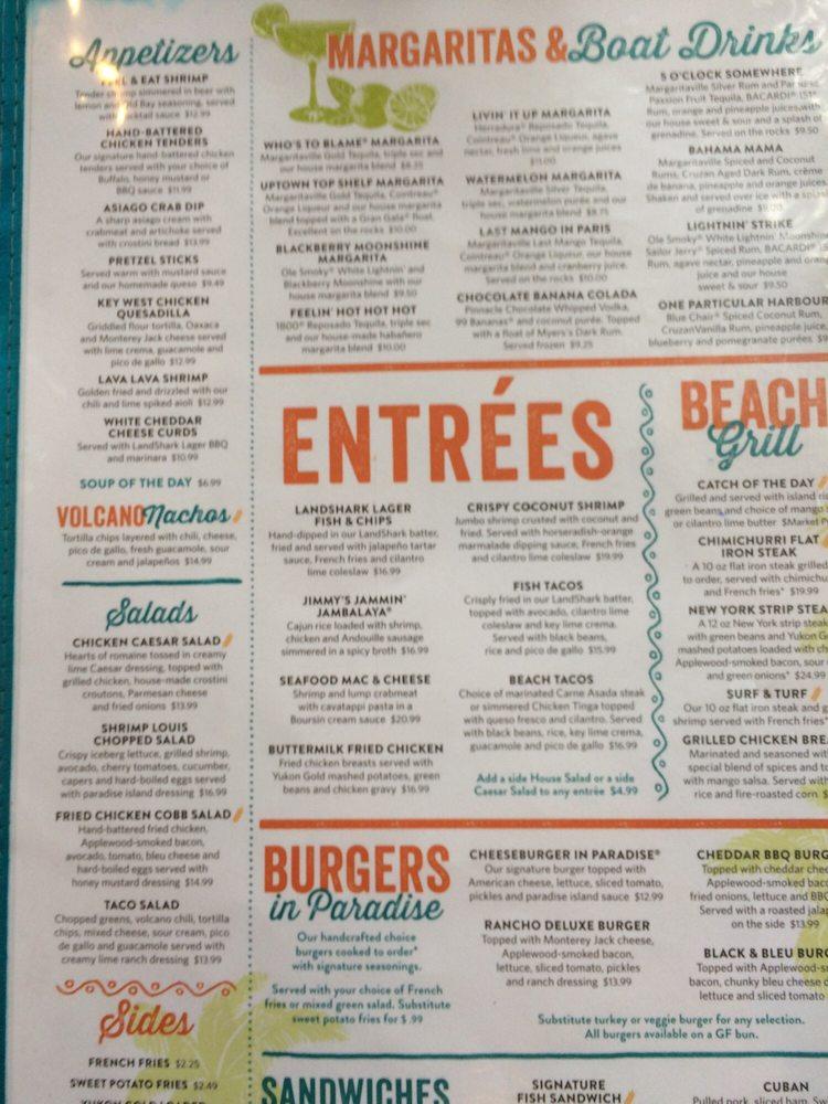 Menu at Margaritaville - San Antonio pub & bar, San Antonio