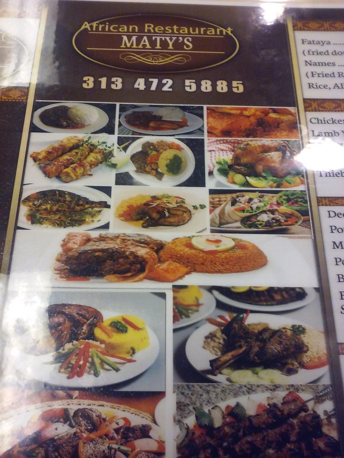 Menu at Maty's Cuisine restaurant, Detroit