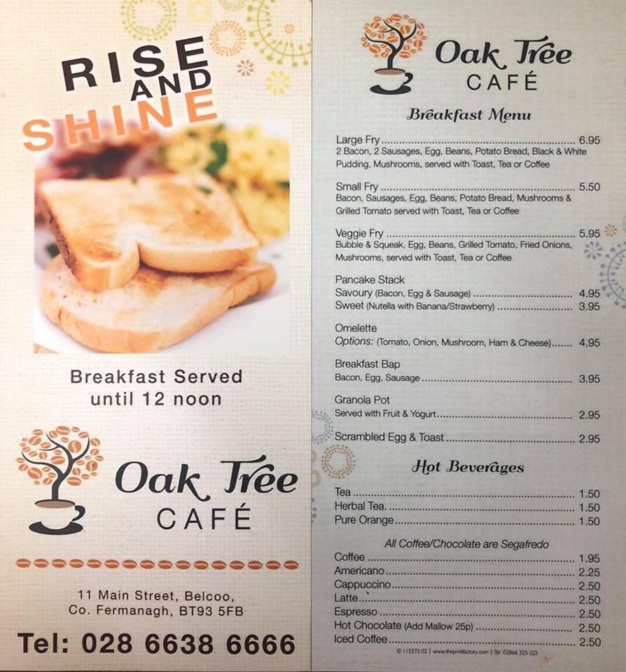 Menu at Oak Tree Takeaway cafe, Belleek