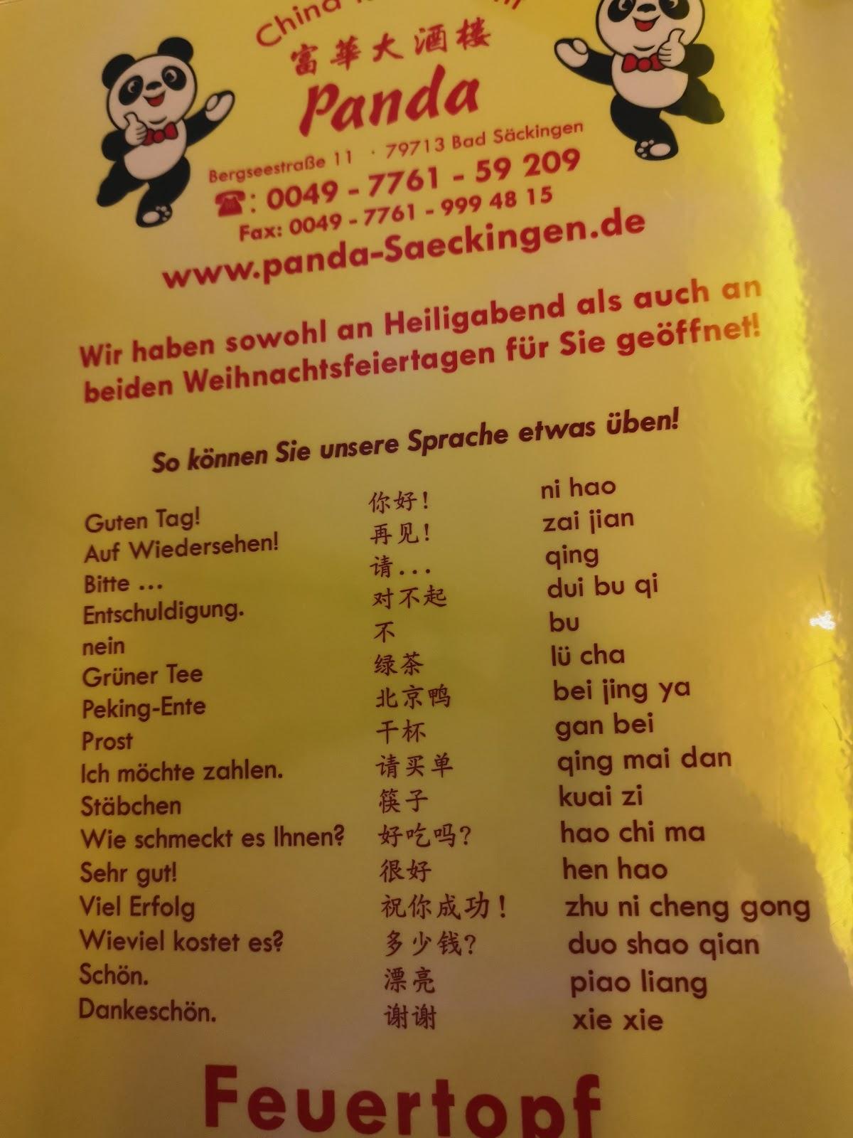 Carta de comida rápida Panda China & Thai Imbiss, Böblingen