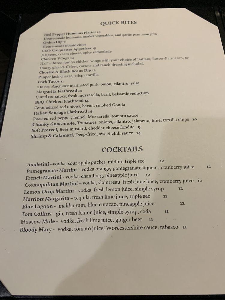 Menu at Parkway Grill restaurant, Deerfield