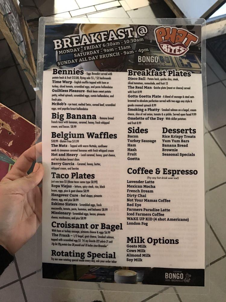 Menu at Phat Bites pub & bar, Nashville, Lebanon Pike B