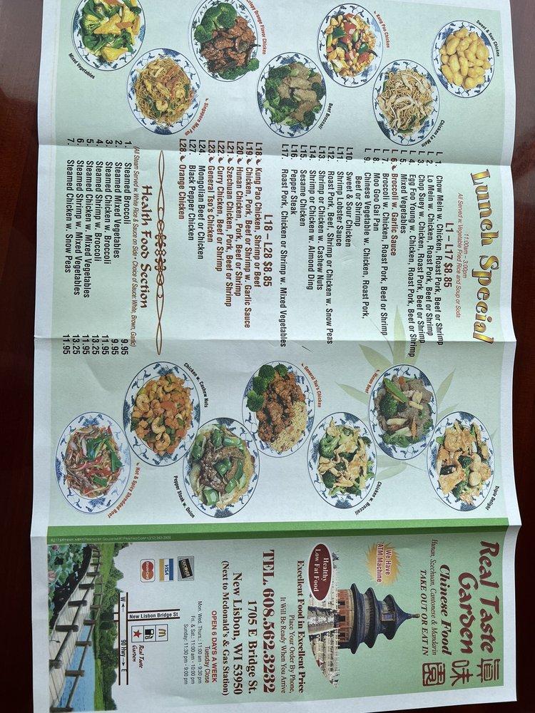 Menu at Real Taste Garden restaurant, New Lisbon