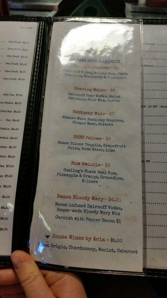 Menu at Southern Hops Brewing Co. pizzeria, Florence