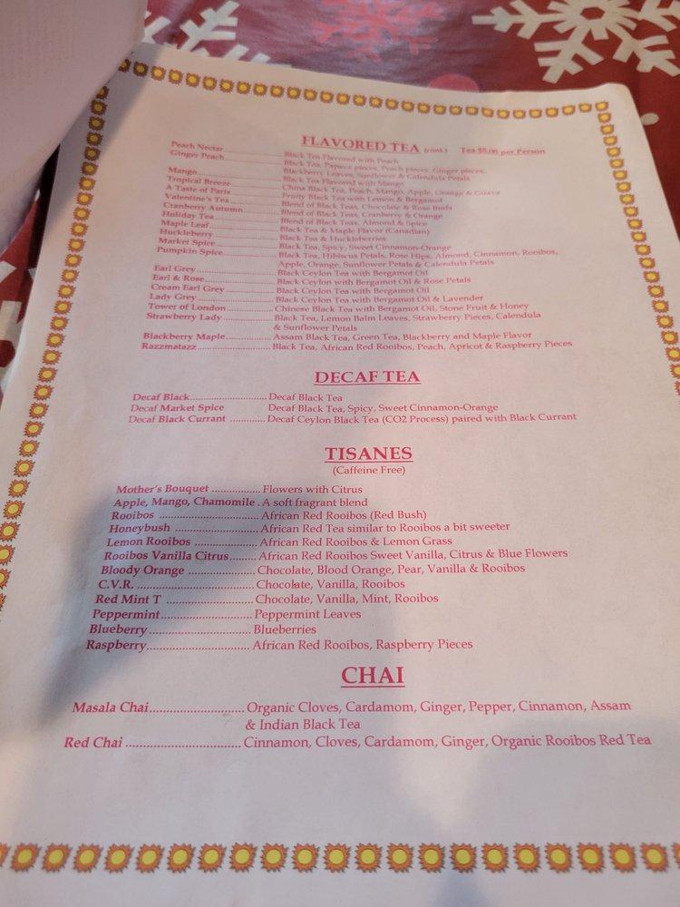 Menu at Tea's Me cafe, Hillsboro