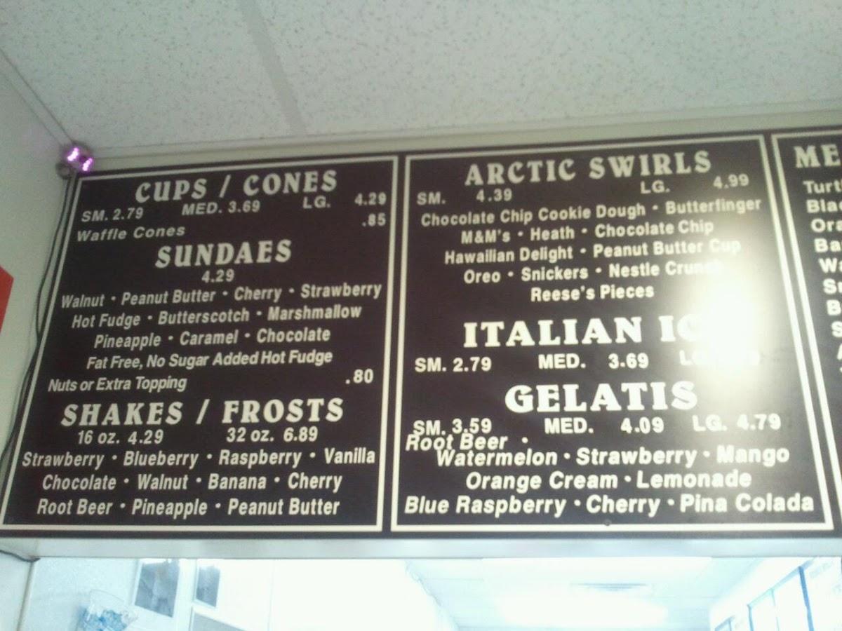 Menu at The Meadows Original Frozen Custard desserts, Hagerstown