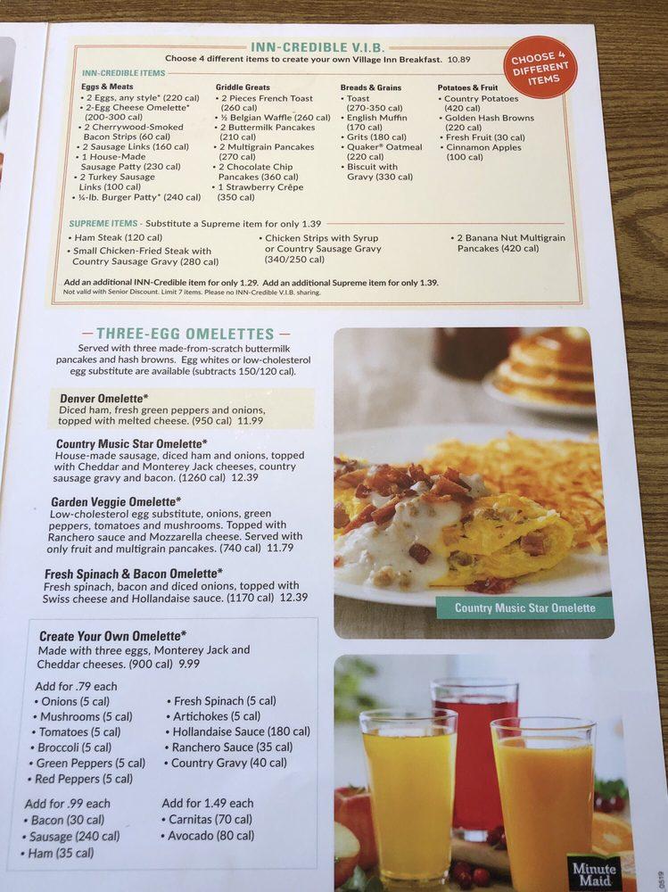 Menu at Village Inn restaurant, Federal Way