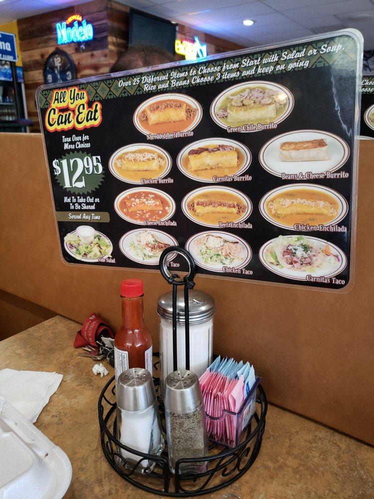 Menu at Casa Jimenez restaurant, Whittier, Whittier Blvd