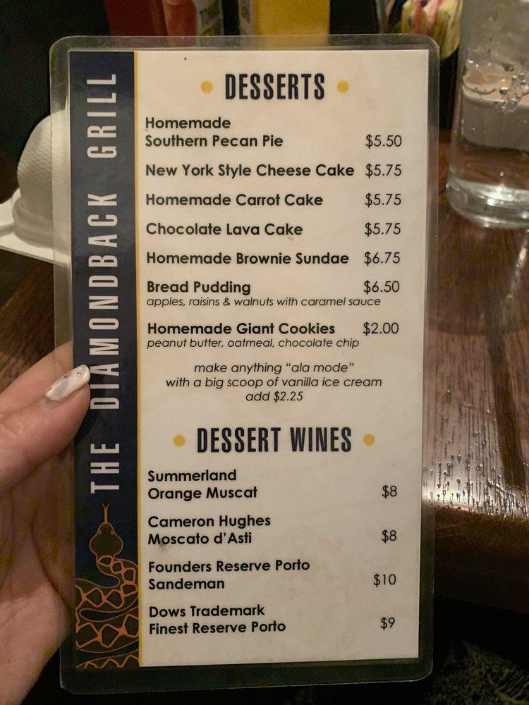 Menu at Diamondback Grill pub & bar, Sonora, 93 S Washington St