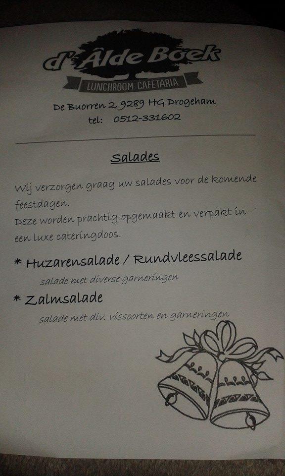 Menu at lunchroom d' Âlde Boek, Drogeham