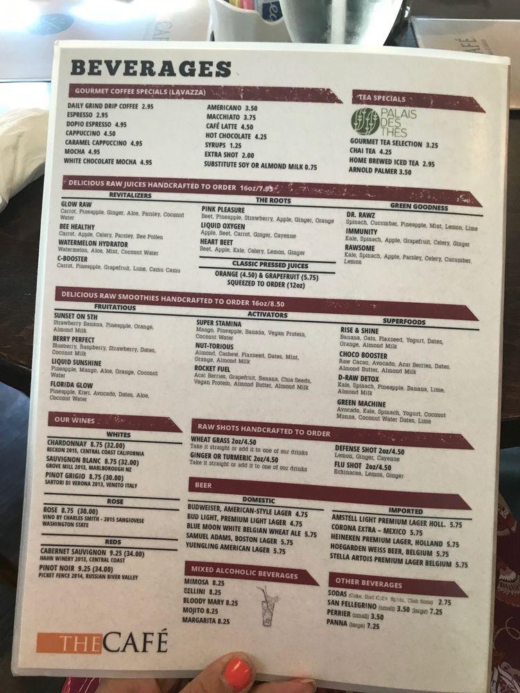 Menu at The Cafe, Naples, 821 5th Ave S