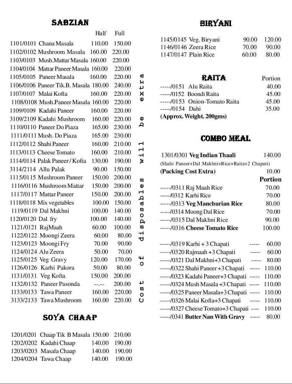 Menu at Chaps-In Fast Food Panchkula, Panchkula, Service Booth-189