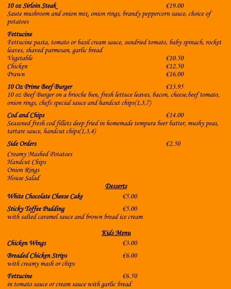 Menu at Crave restaurant, Navan
