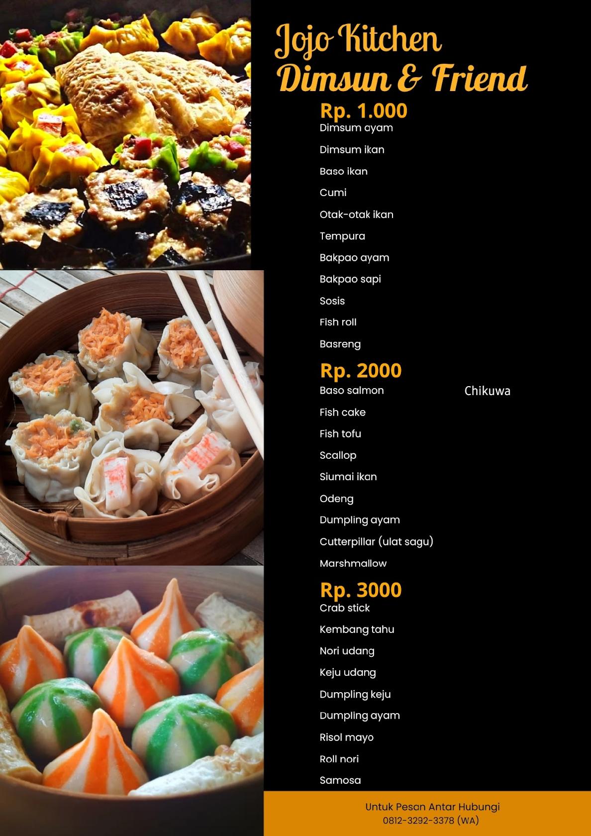 Menu at Jojo Kitchen Chinese Food restaurant, Tegalan