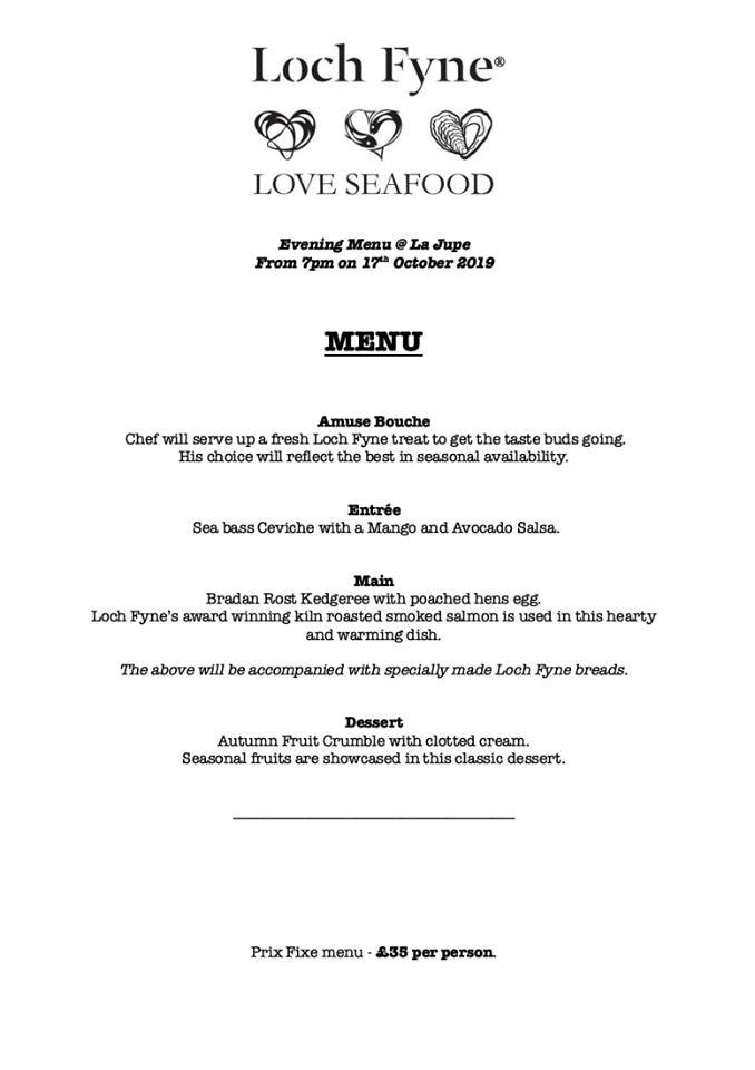 Menu at La Jupe pub & bar, Helensburgh