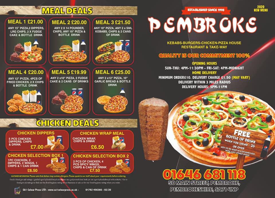 Menu at Pembroke Kebab House fast food, Pembroke