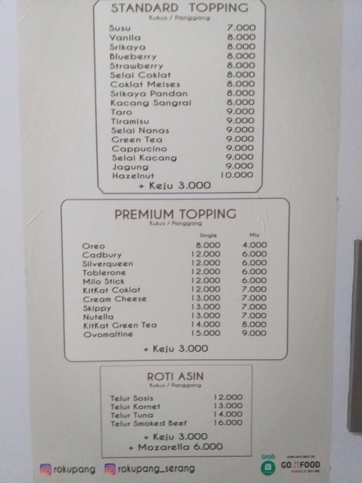 Menu at Rokupang Serang, Serang