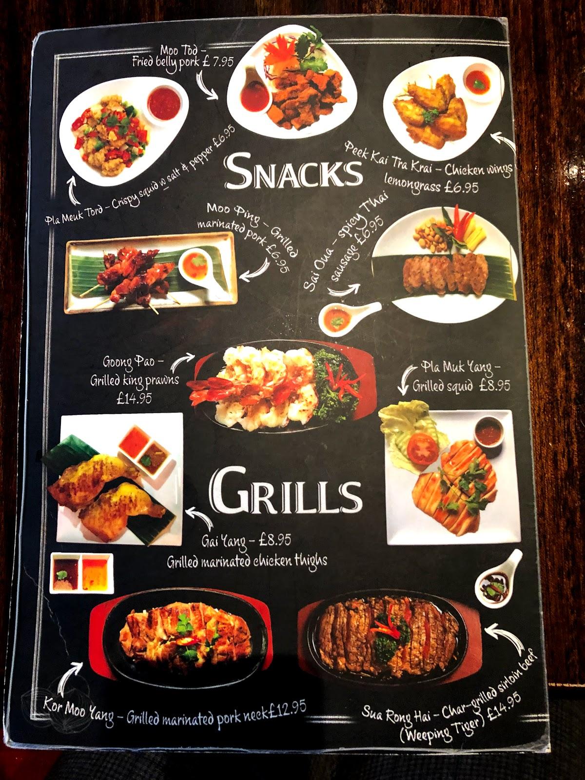 Menu at Thai Corner restaurant, Reading