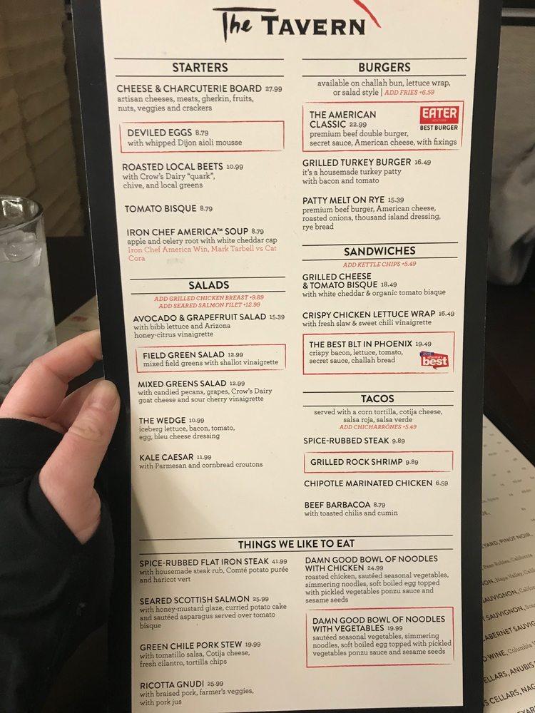 Menu at The Tavern pub & bar, Phoenix