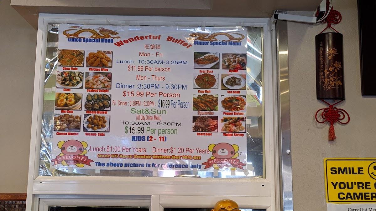 Menu at Wonderful Buffet restaurant, Bellingham