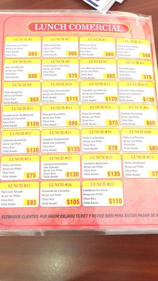 Menu at Hua Hai City restaurant, Tijuana, Plaza Centrum Otay
