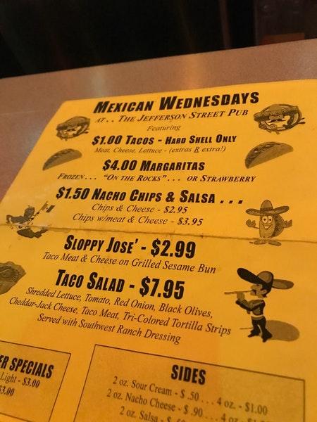 Menu at Jefferson Street Pub (JSP), Harrison charter Township