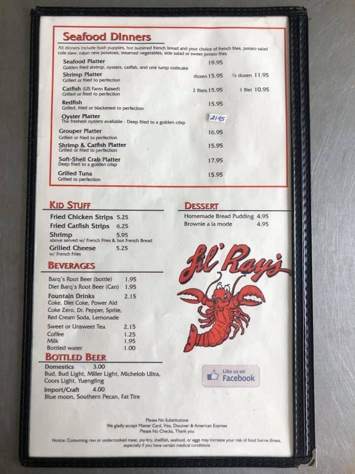 Menu at Lil' Ray's Restaurant, Long Beach