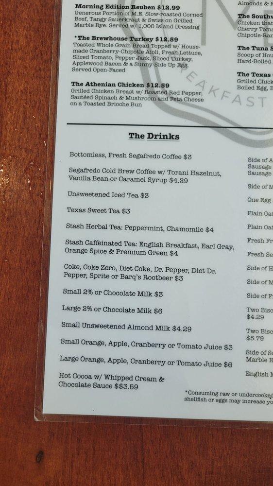 Menu at Morning Edition restaurant, Flower Mound
