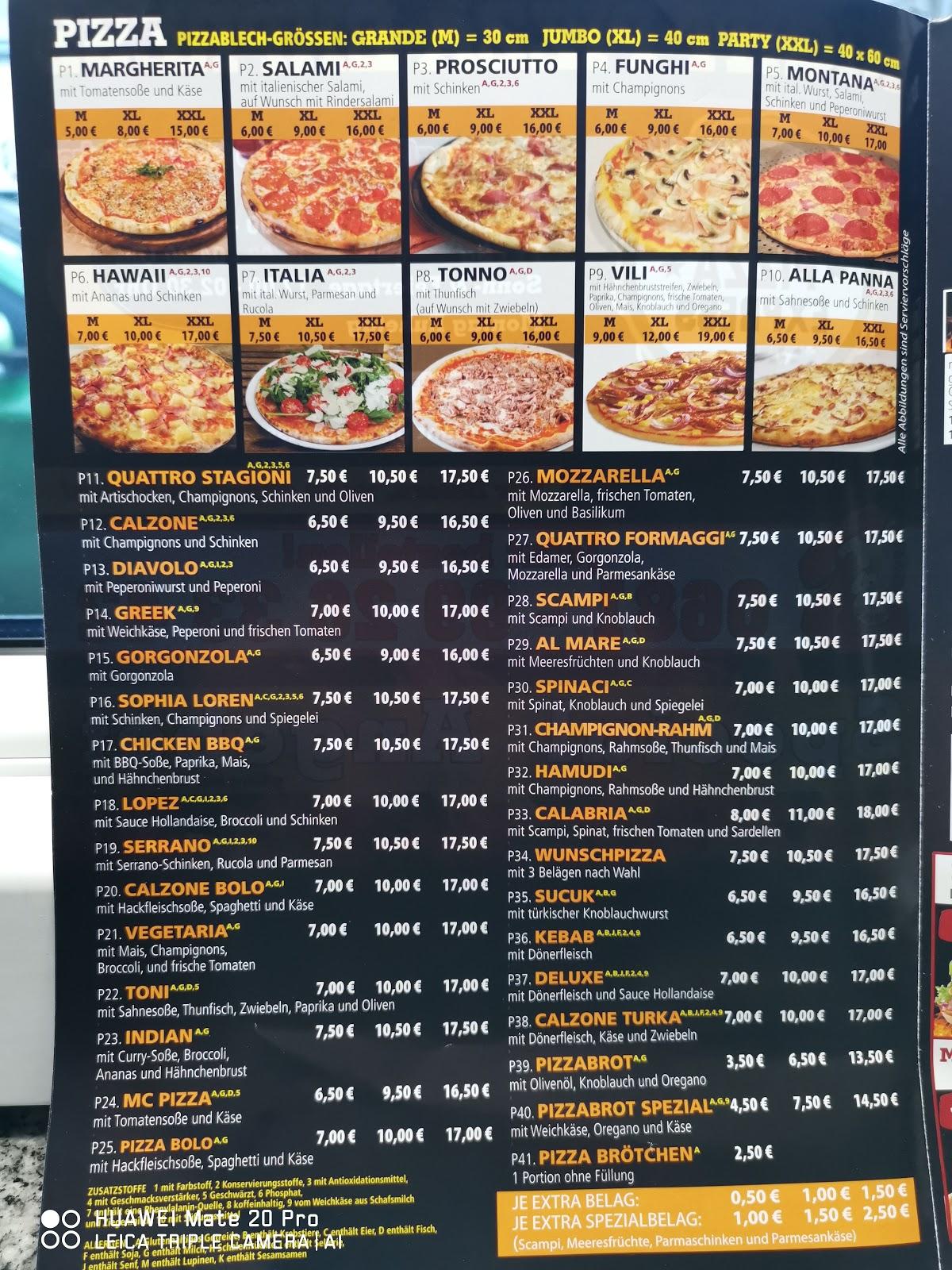 Menu at Night Pizza Express, Saarbrücken