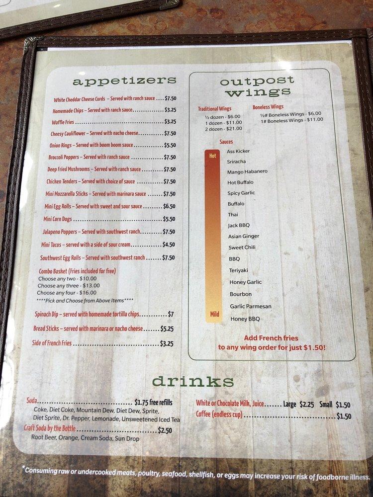 Menu at The Outpost pub & bar, Sherwood