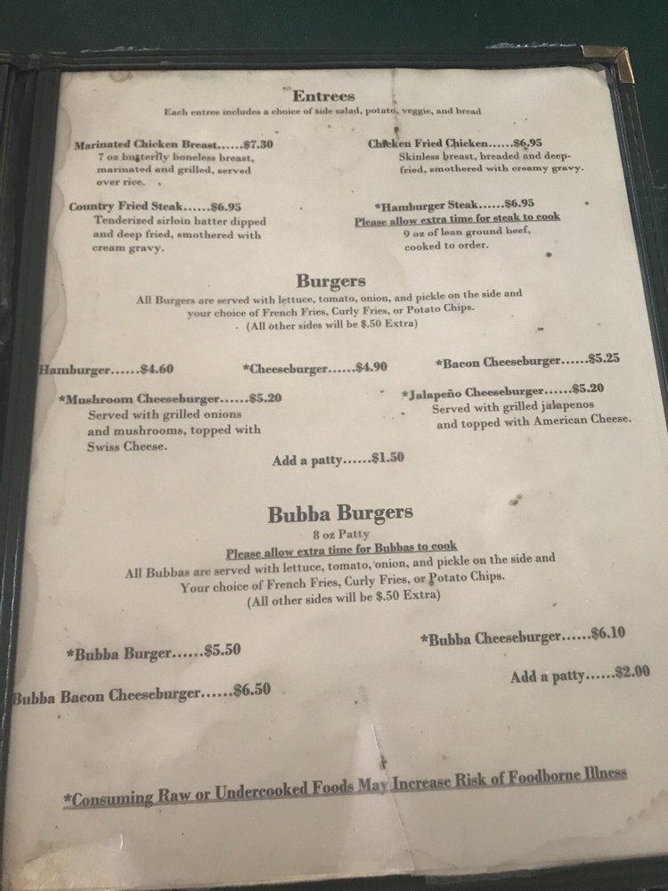 Menu at Mom's Cafe, Whitewater