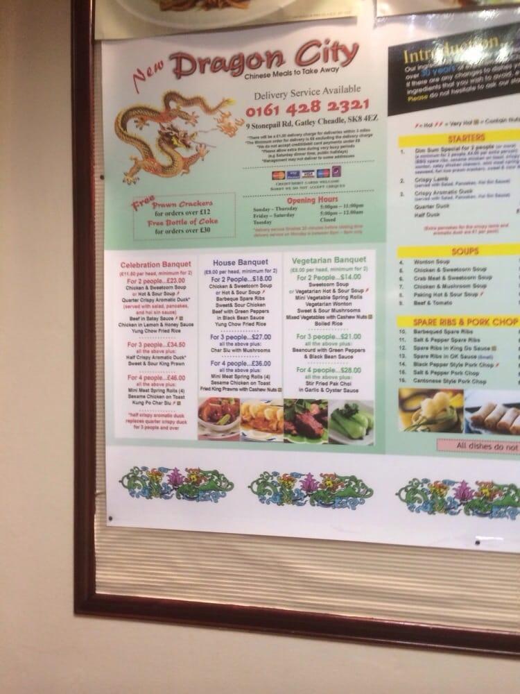 Menu at Dragon City fast food, Cheadle