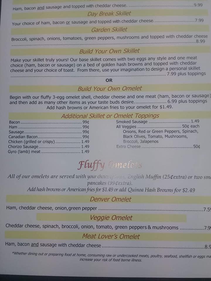 Menu at Pine Cone Cafe, Land O' Lakes